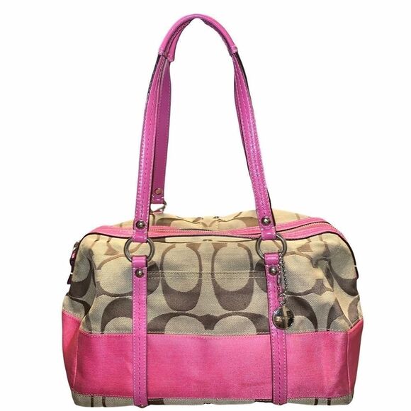 Coach | Bags | Coach Signature Berry Stripe Jacquard Shoulder Bag ...